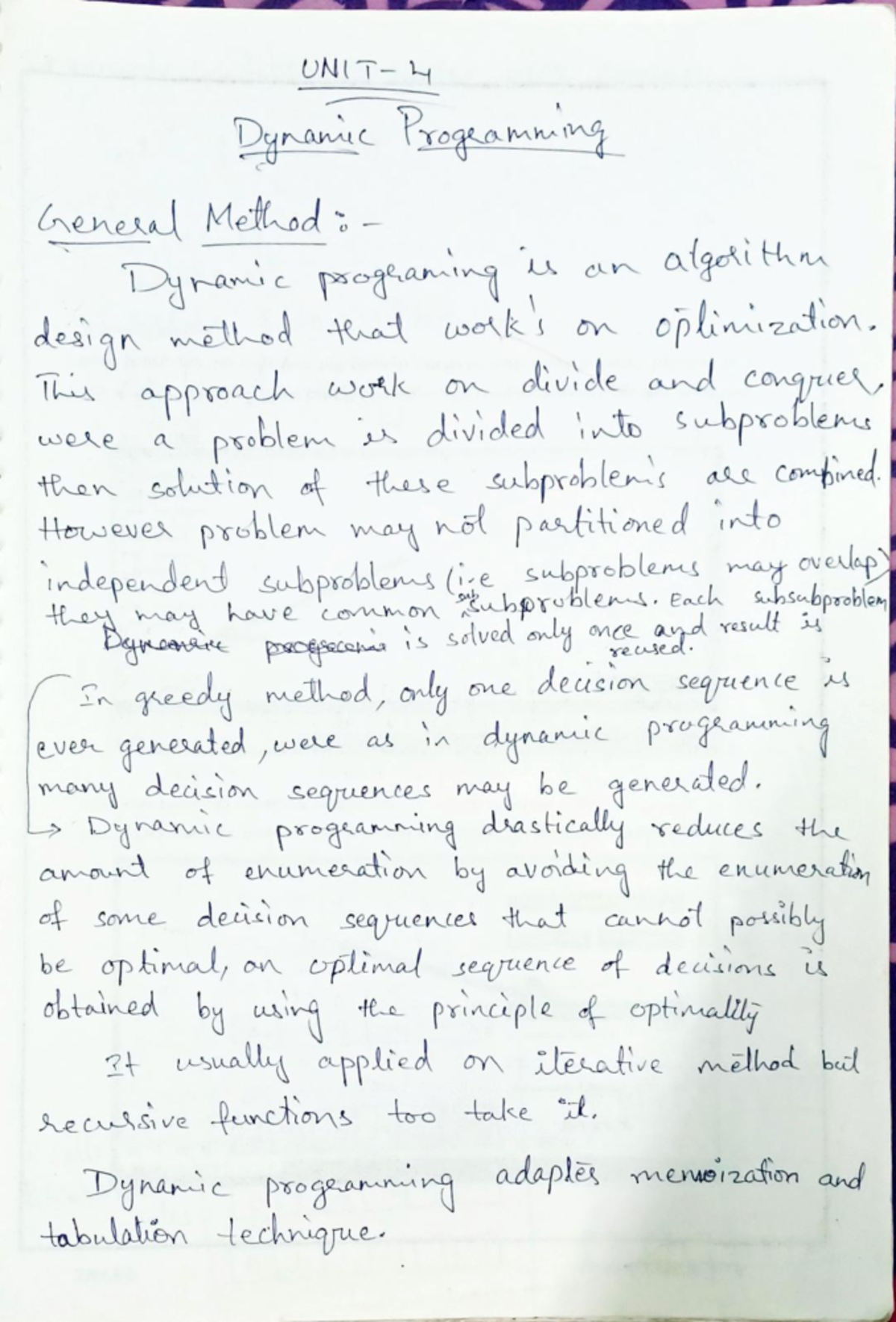 DAA Unit 3: Overview of Dynamic Programming Techniques and Applications - Studocu