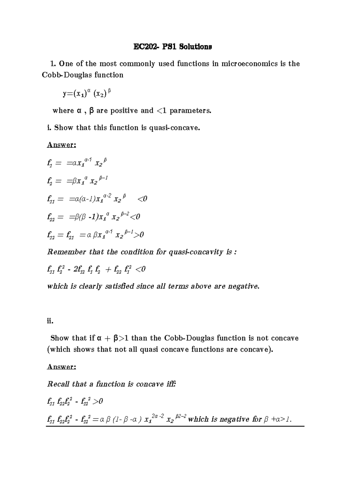 EC 202 - Midterm Problem Set Solutions in Microeconomics - Studocu