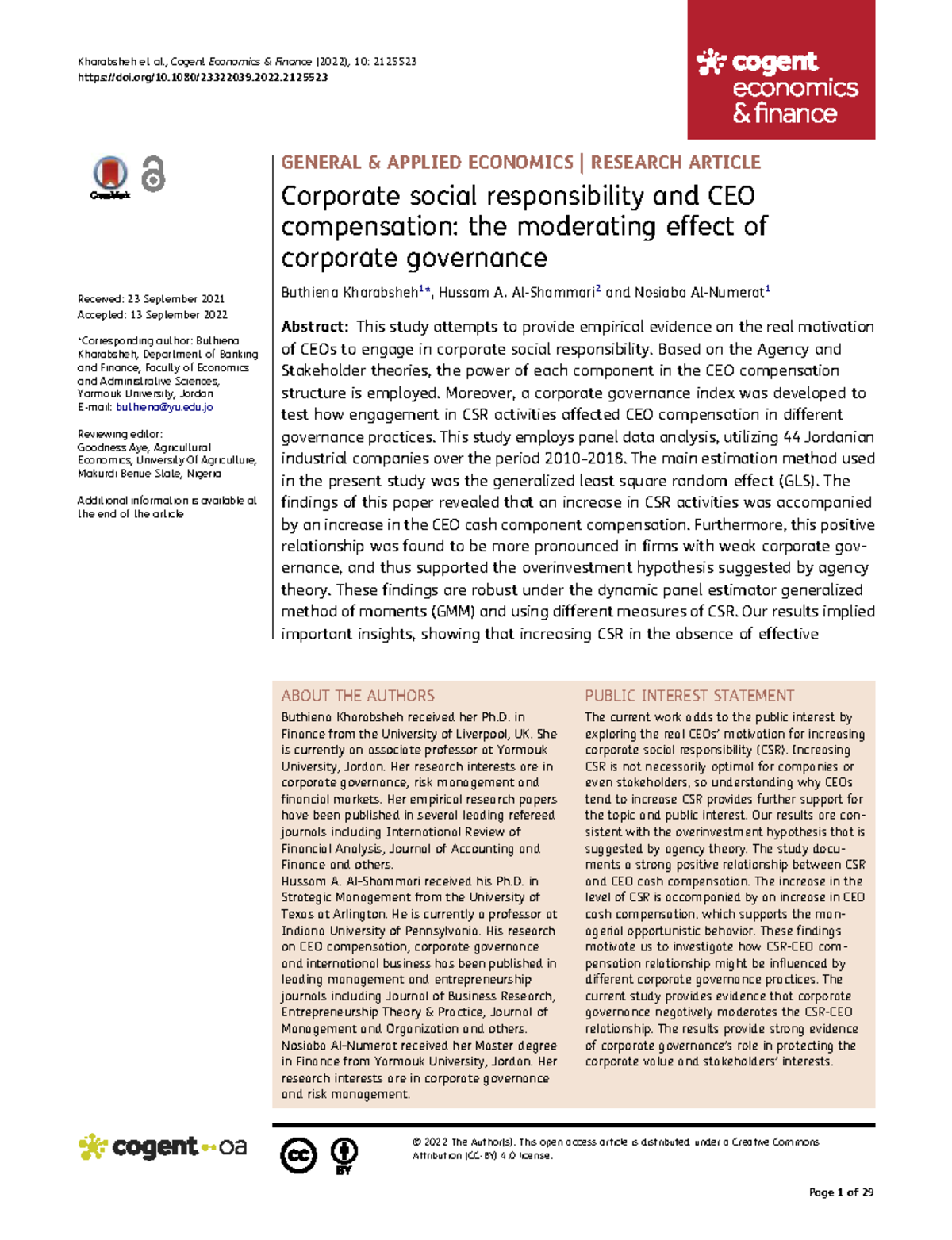 Corporate Social Responsibility & CEO Compensation: Insights from ...