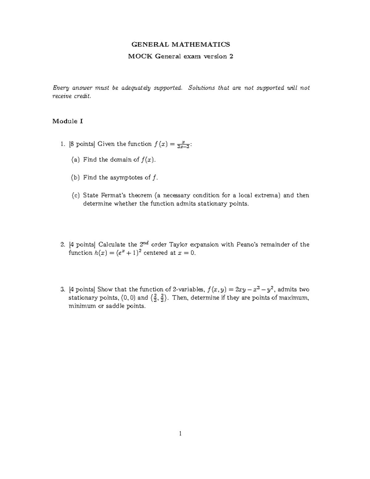 Mock Exam Mathematics 2: General Mathematics Version 2 - Studocu