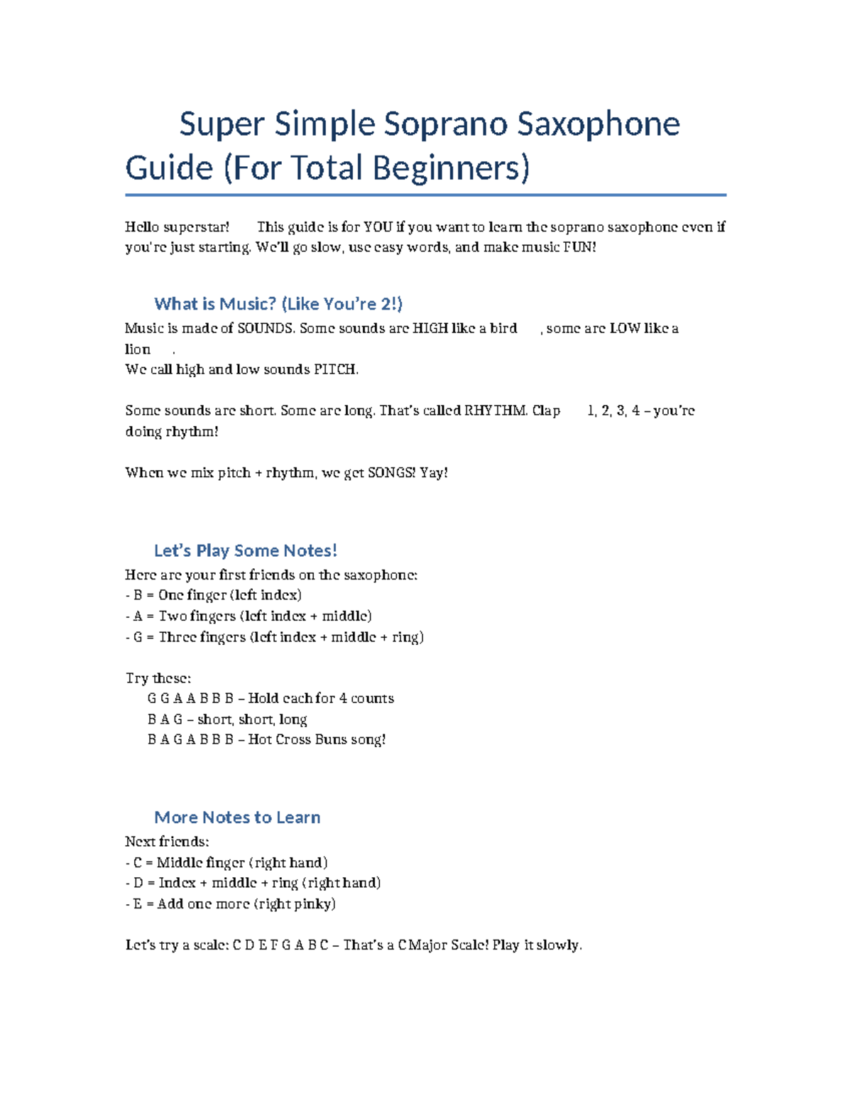 Beginner Soprano Saxophone Guide: Fun & Easy Lessons - Studocu