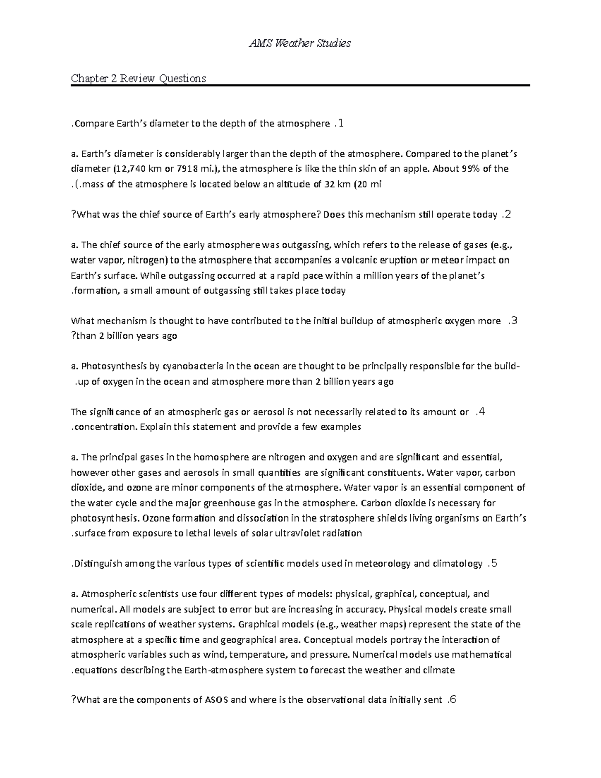 Ch02 Quiz Study Guide - Key Topics in AMS Weather Studies - Studocu