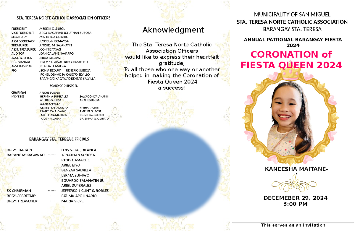 Fiesta Queen 2024 Coronation Program - STA 2024 Lecture - Studocu