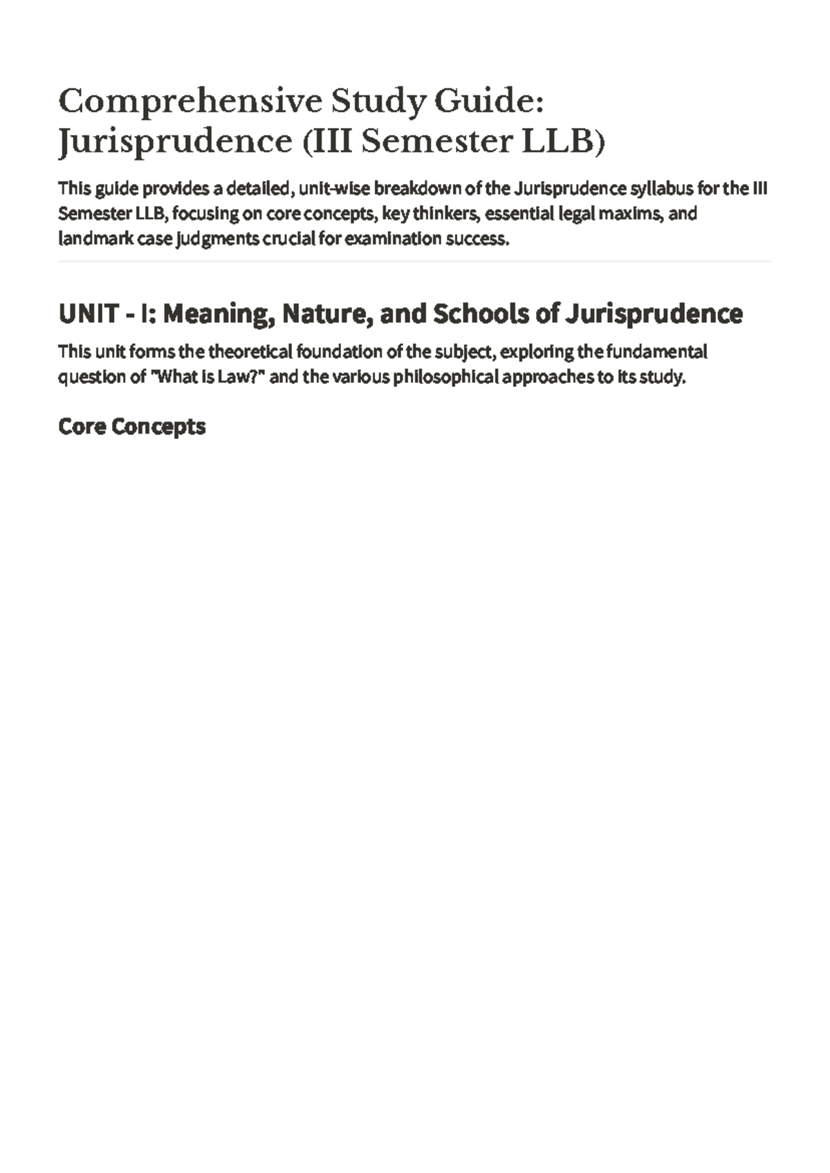 Comprehensive Study Guide: Jurisprudence (III Sem LLB) - Studocu