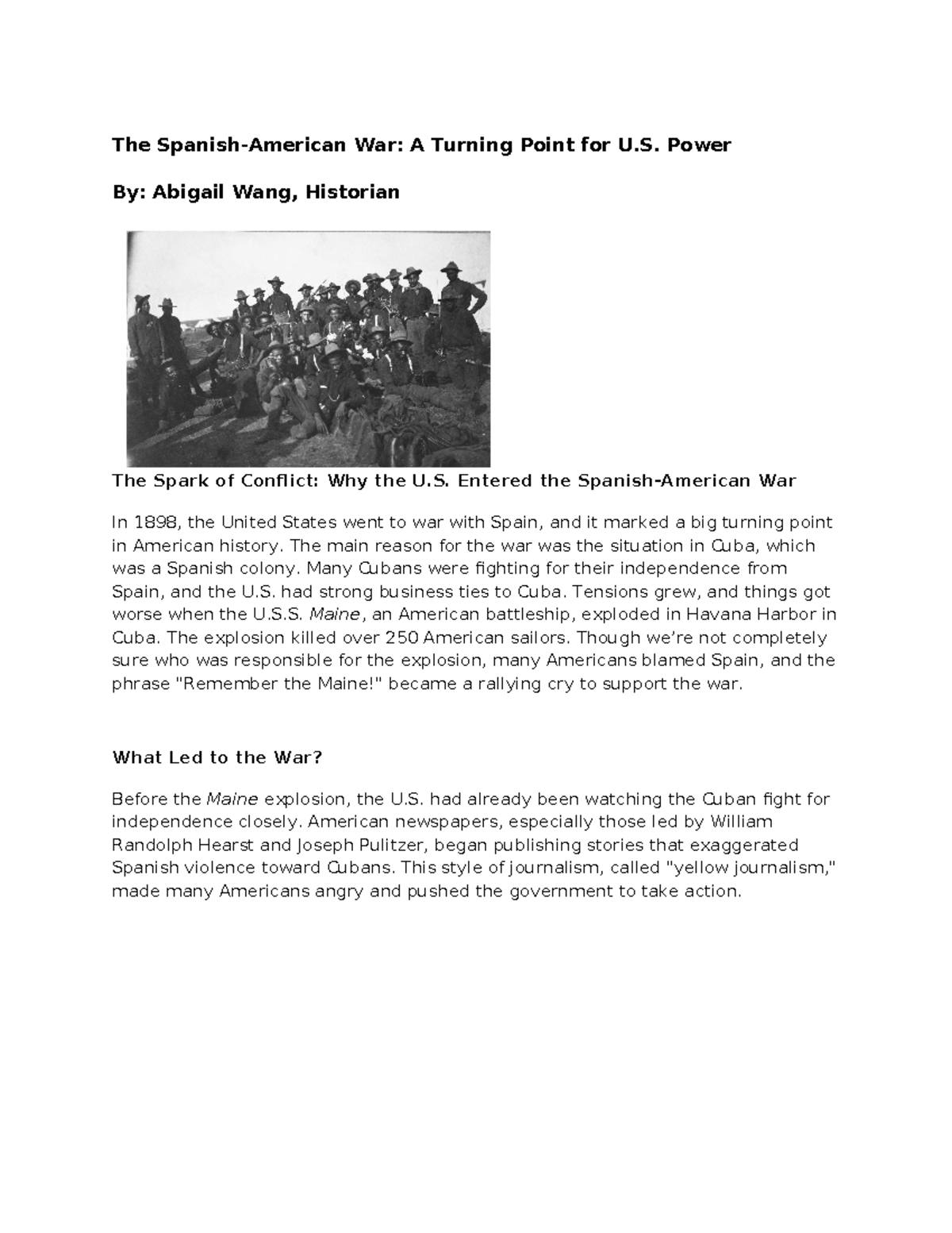 Document 11 - Spanish american war essay - The Spanish-American War: A ...