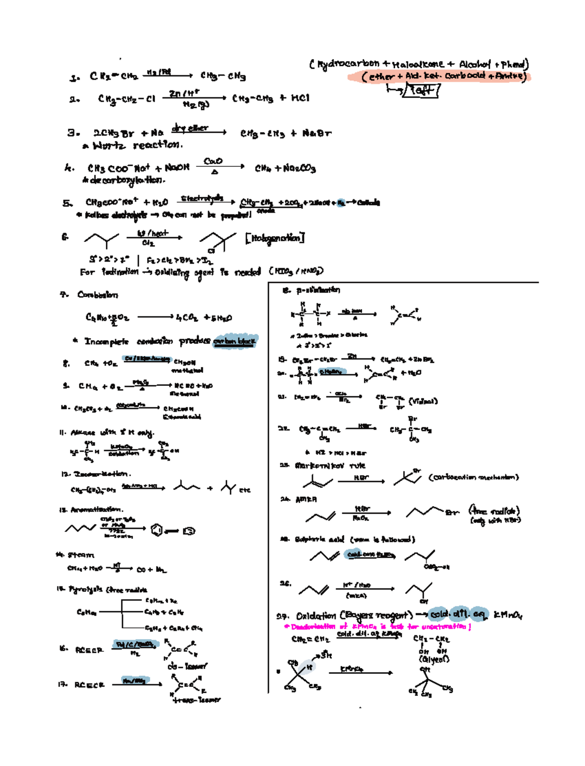 Organic Reactions - Important Practice Test (Course Code: INT 2) - Studocu