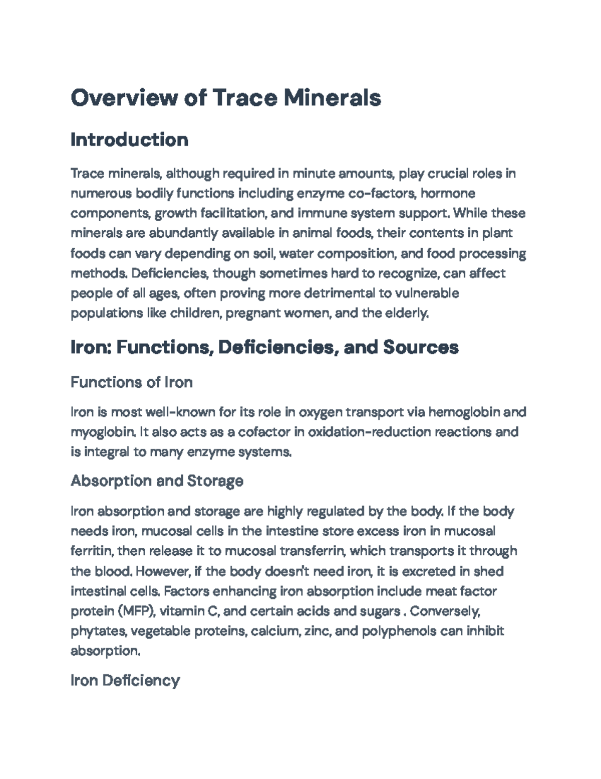 Trace Minerals Overview: Functions, Deficiencies & Dietary Sources ...