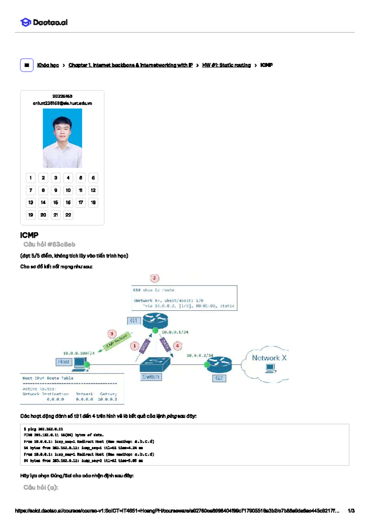 Daotao.ai Khóa học Chapter 1: Internet Backbone & IP Routing 20225163 ...