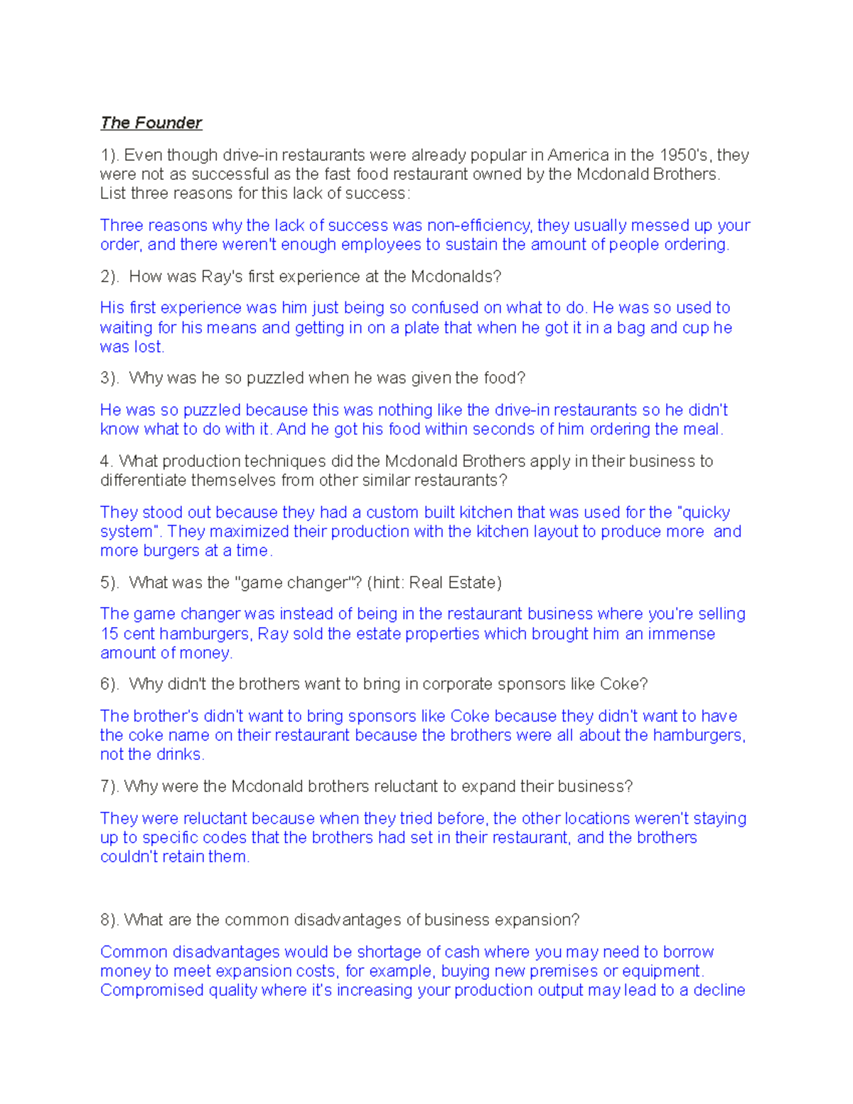 MGT 210 Case Study: Insights from _The Founder_ on Fast Food Success ...