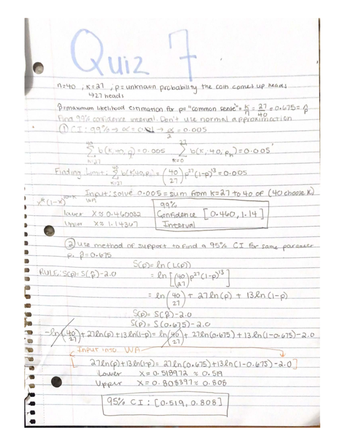 Quiz 7: Estimating Coin Probability & Confidence Intervals - Studocu