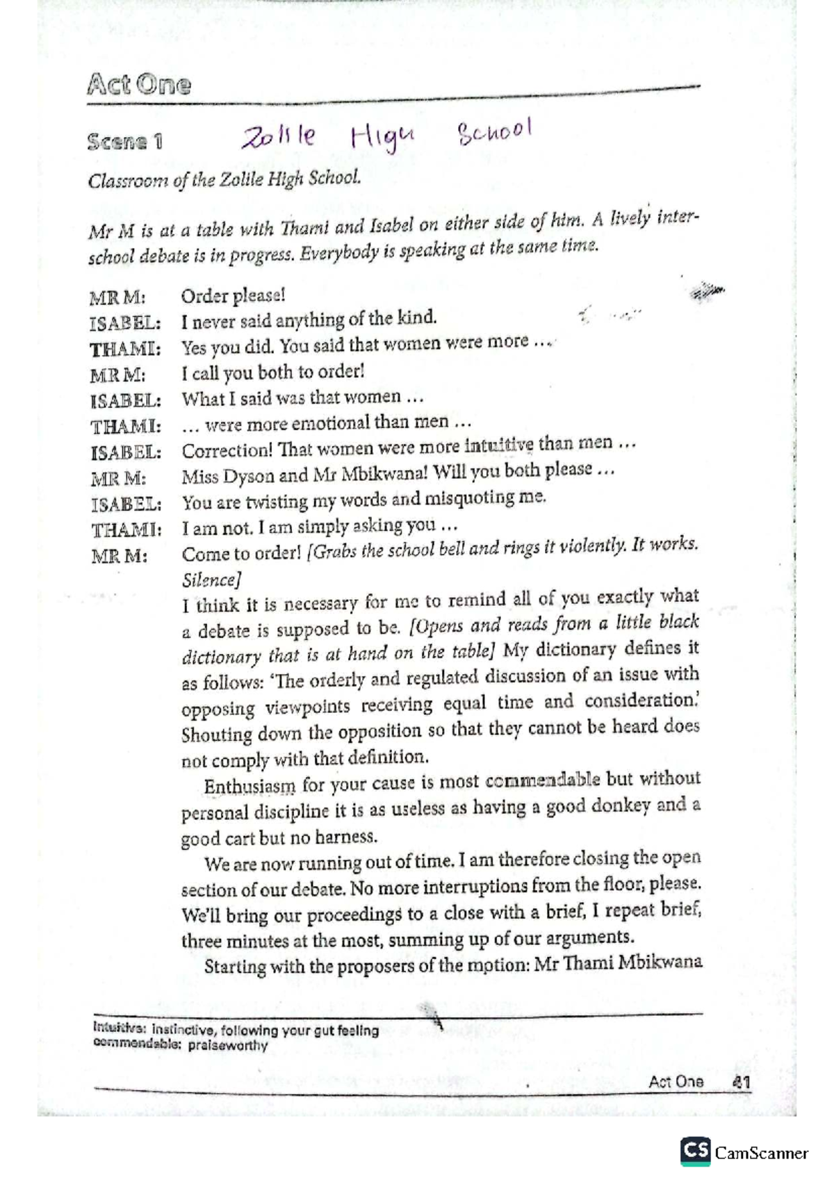 My Children My Africa - Grade 12 Drama Play Act One Summary - Studocu