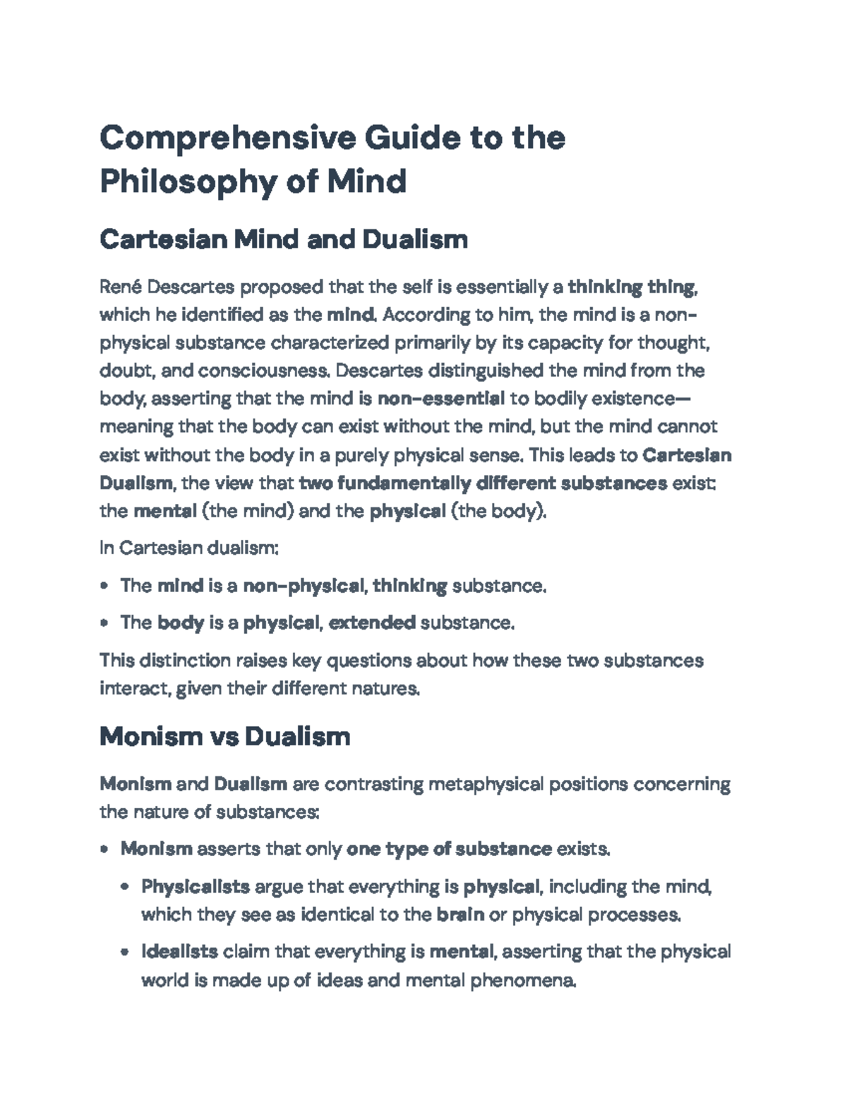 PHIL 101: Comprehensive Overview of the Mind/Body Problem in Philosophy ...