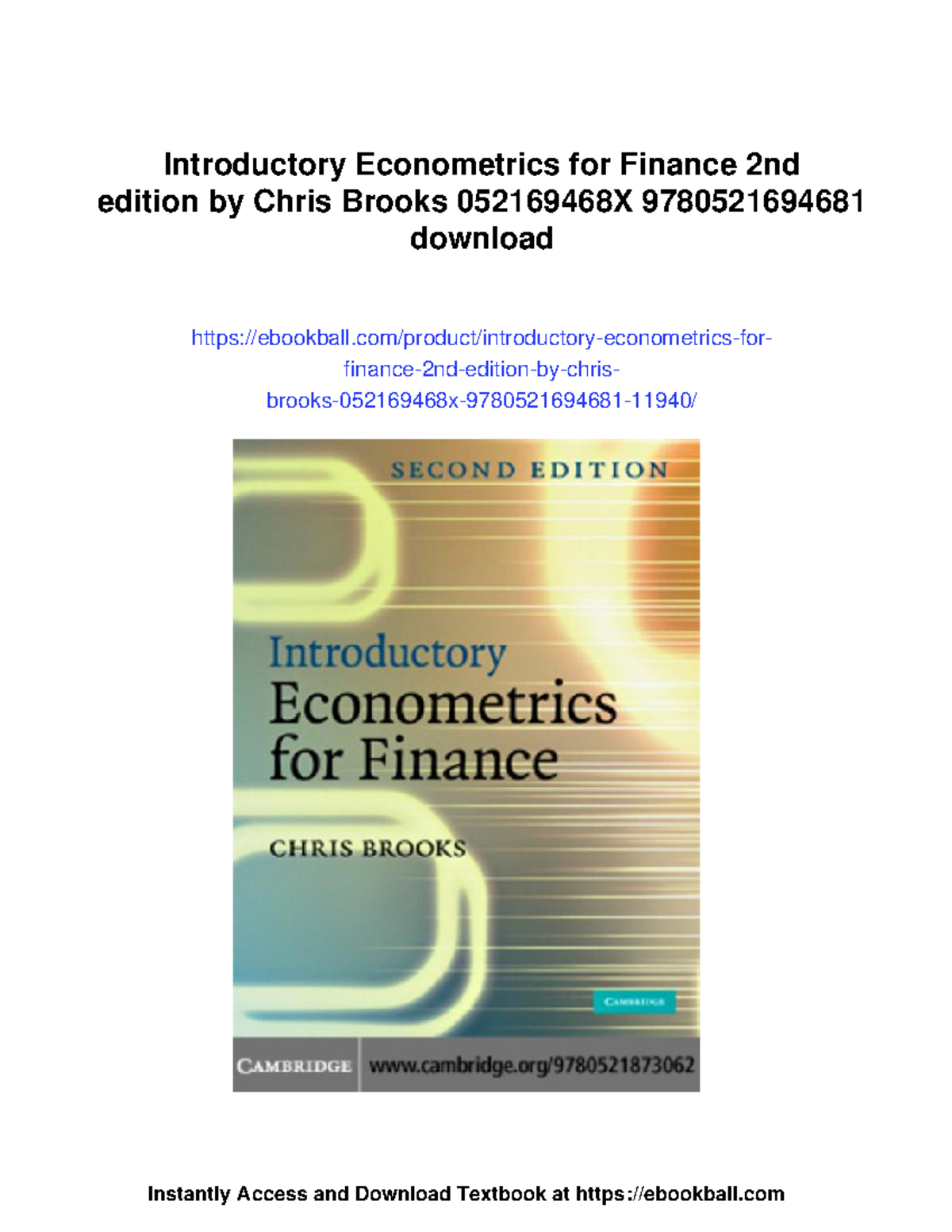 Introductory Econometrics for Finance (2nd Ed.) by Chris Brooks - PDF ...