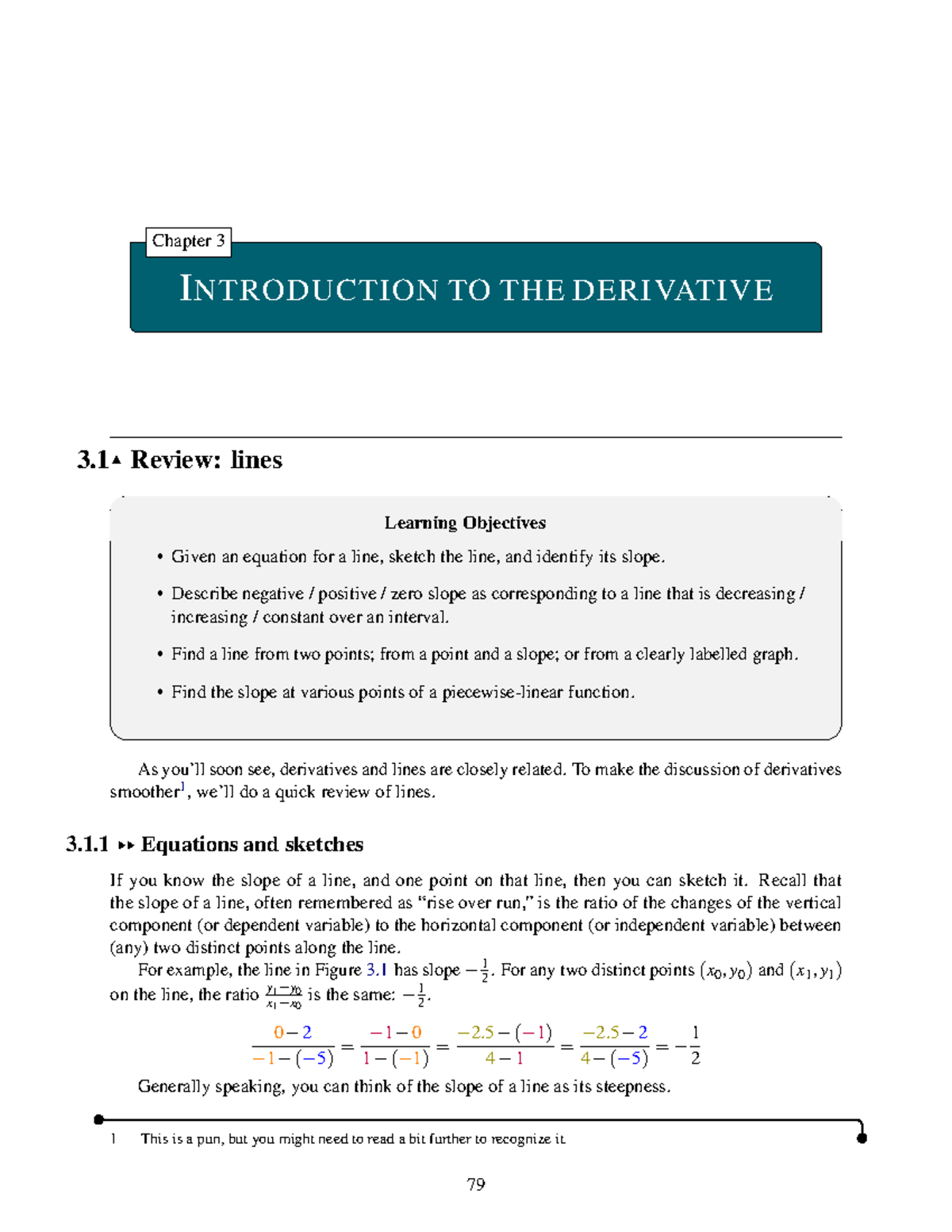 Introduction to the Derivative: Chapter 3 - Lines and Slopes Review ...