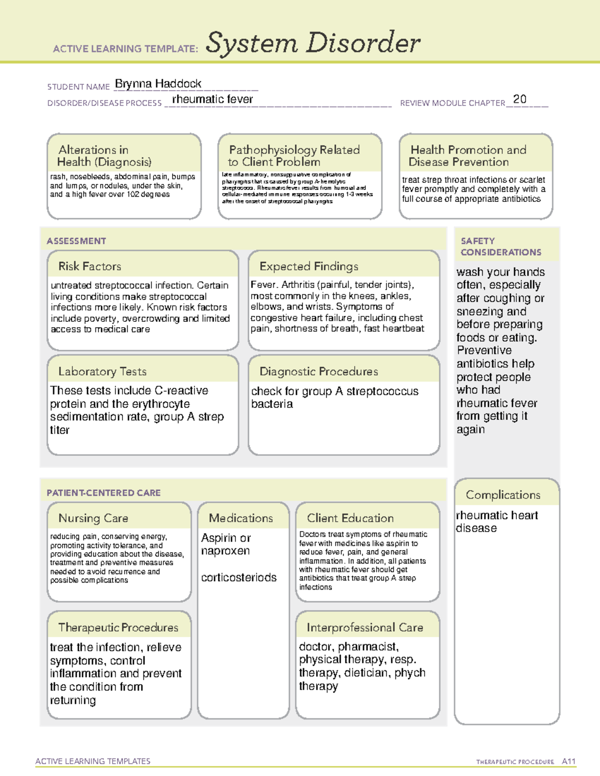 ATI children remedition rheumatic fever - ACTIVE LEARNING TEMPLATES ...