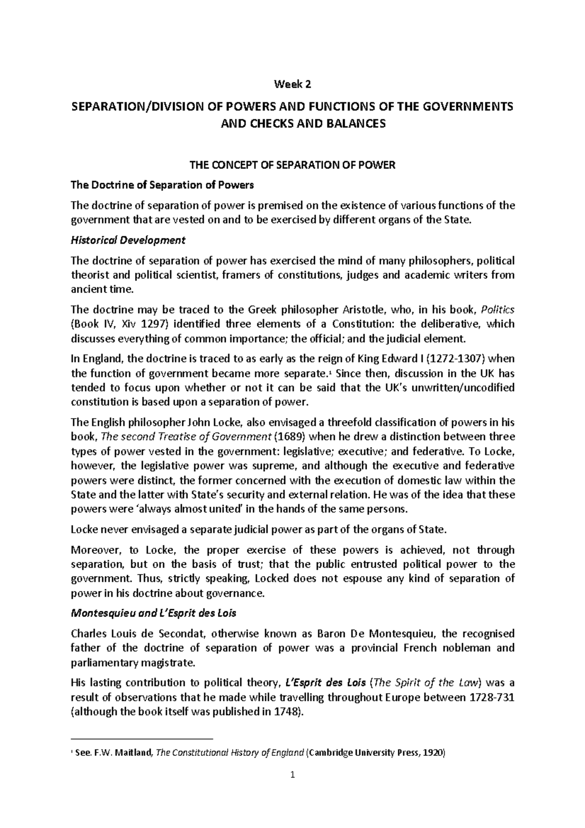 Separation OF Powers - Very broad and good notes for constitutional law ...