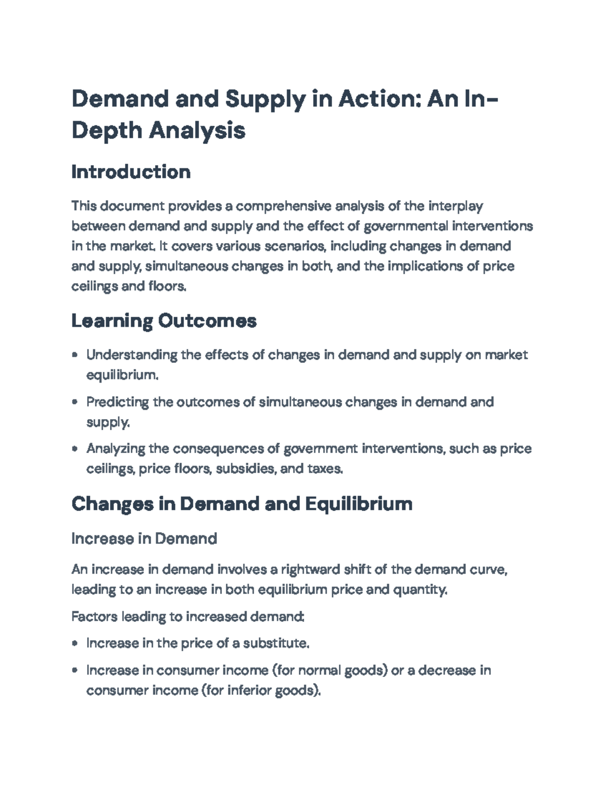 Demand and Supply in Action: Analyzing Market Equilibrium ...