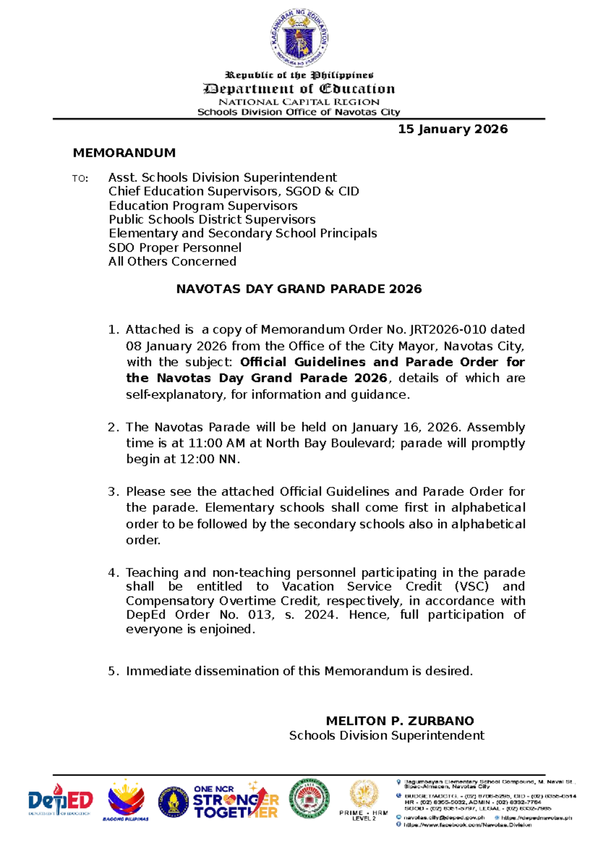 2026 Navotas Day Grand Parade Guidelines and Order - Studocu