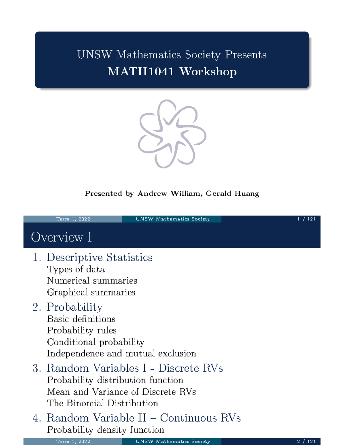 MATH1041 Workshop Notes: Descriptive Stats, Probability & Inference ...