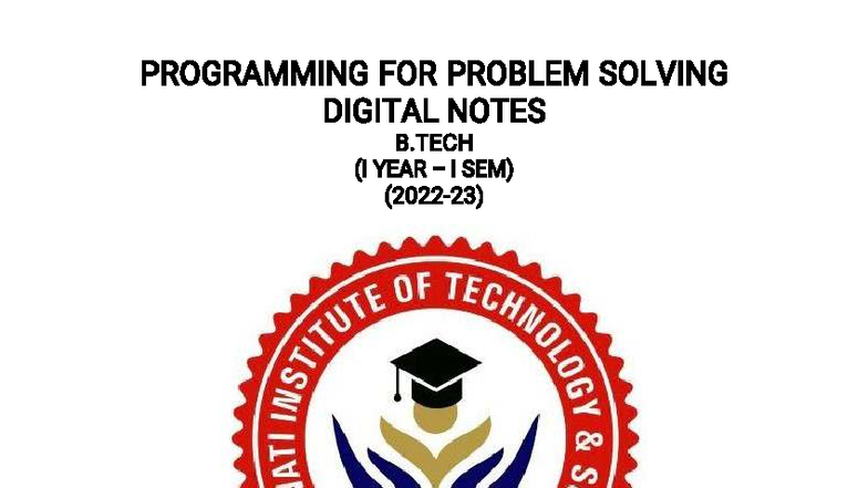Programming for Problem Solving- Notes - RD PROGRAMMING FOR PROBLEM ...
