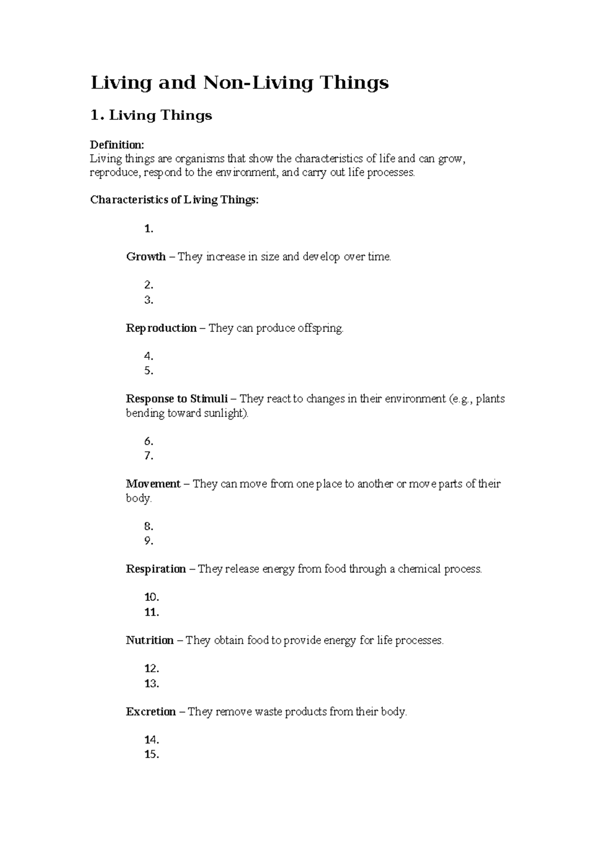 Living Things vs. Non-Living Things: Key Characteristics and ...