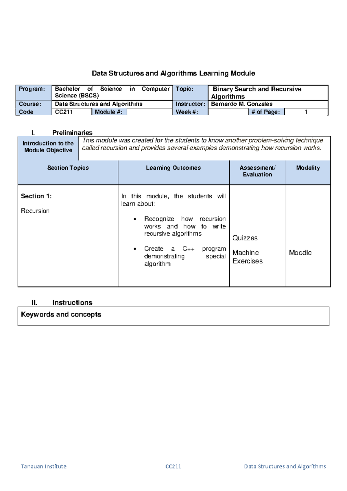 Lecture: Binary Search & Recursive Algorithms Overview (CC211) - Studocu