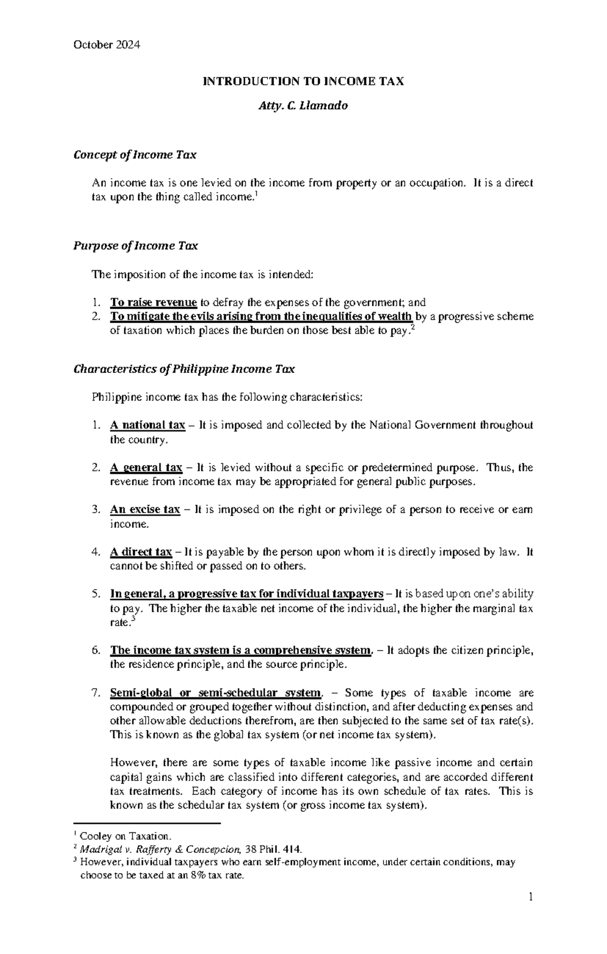 October 2024 Introduction to Income Tax: Key Concepts and Principles ...