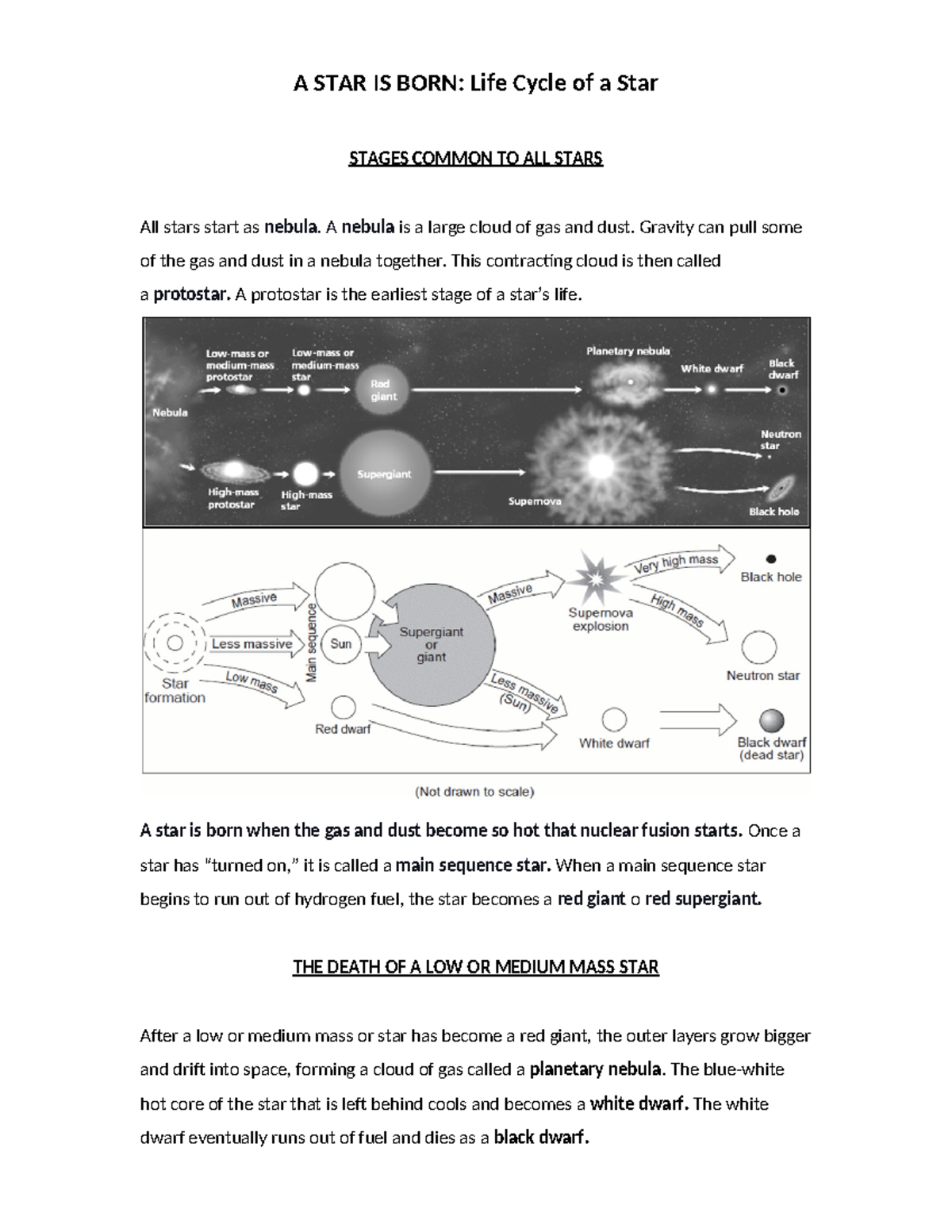 Life Cycle Of Stars Worksheet The Formation And Life Cycle Of Stars