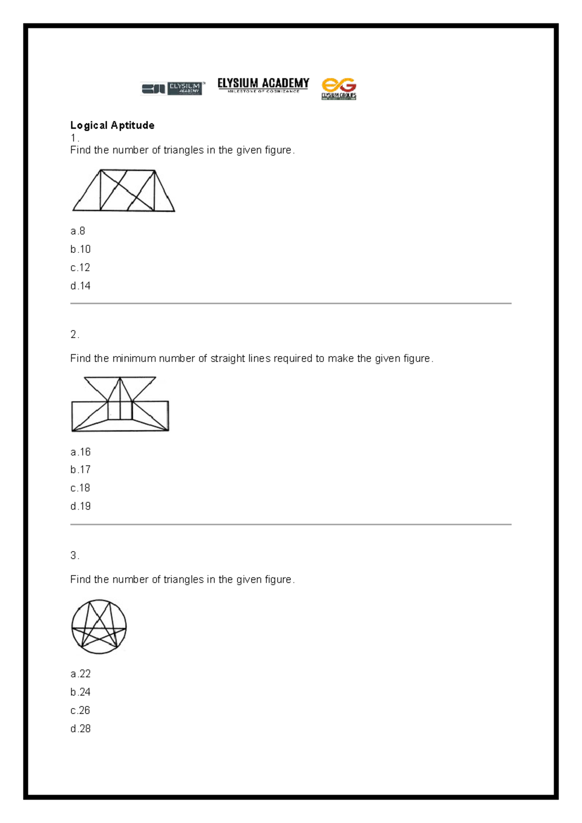 Logical Aptitude Quiz: Triangle Counting & Logical Reasoning - Studocu