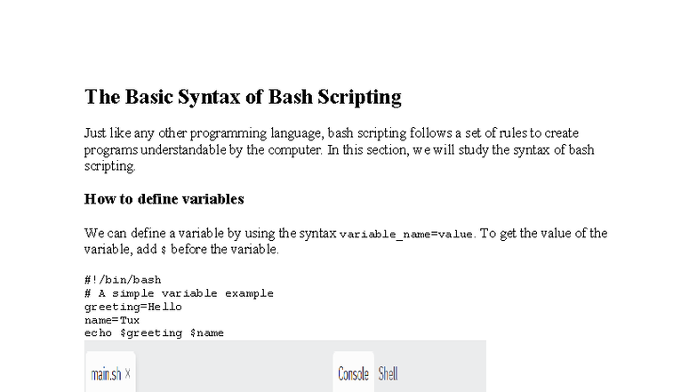 BASH 101: Basic Syntax & Scripting Techniques (Linux Samples 2) - Studocu