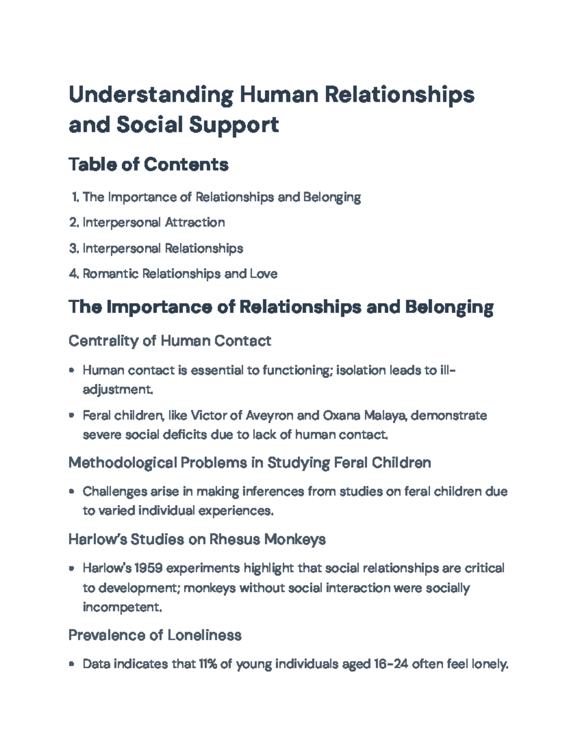 Understanding Human Relationships and Social Support Dynamics ...