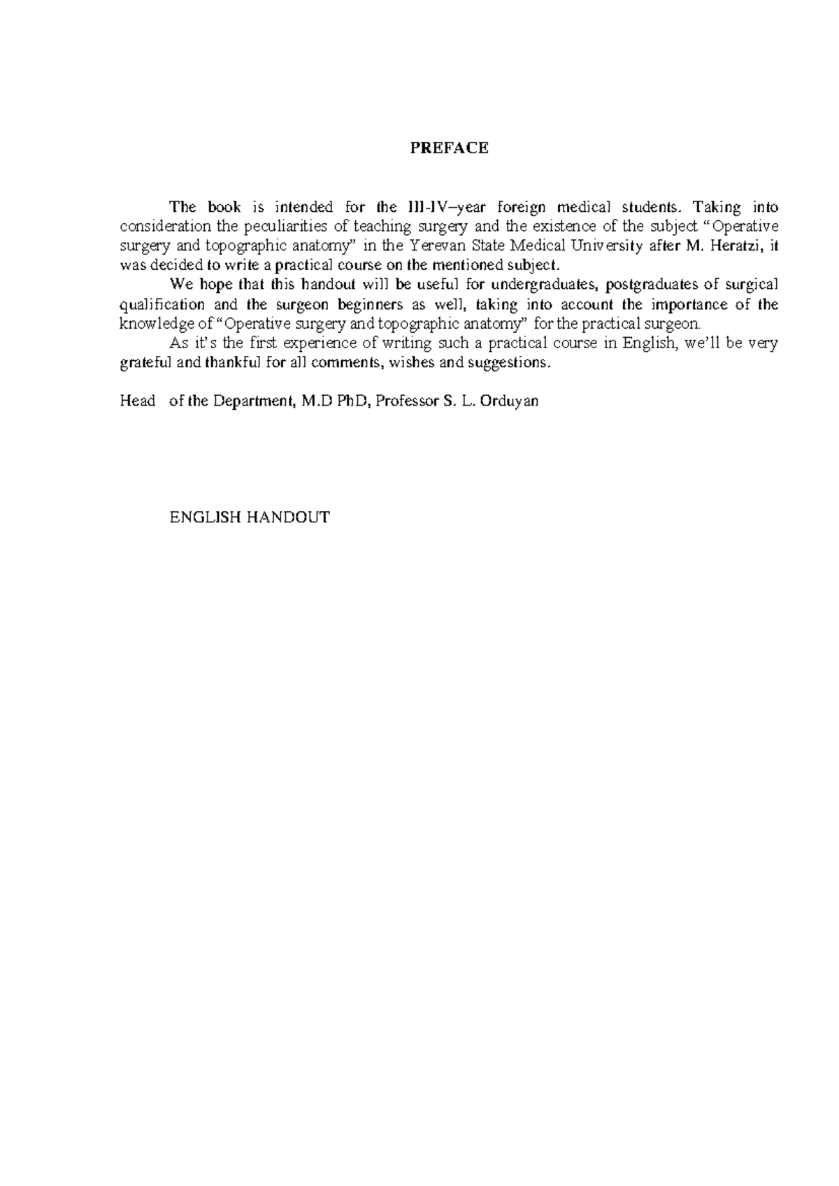 Topographic anatomy book - PREFACE The book is intended for the III-IV ...