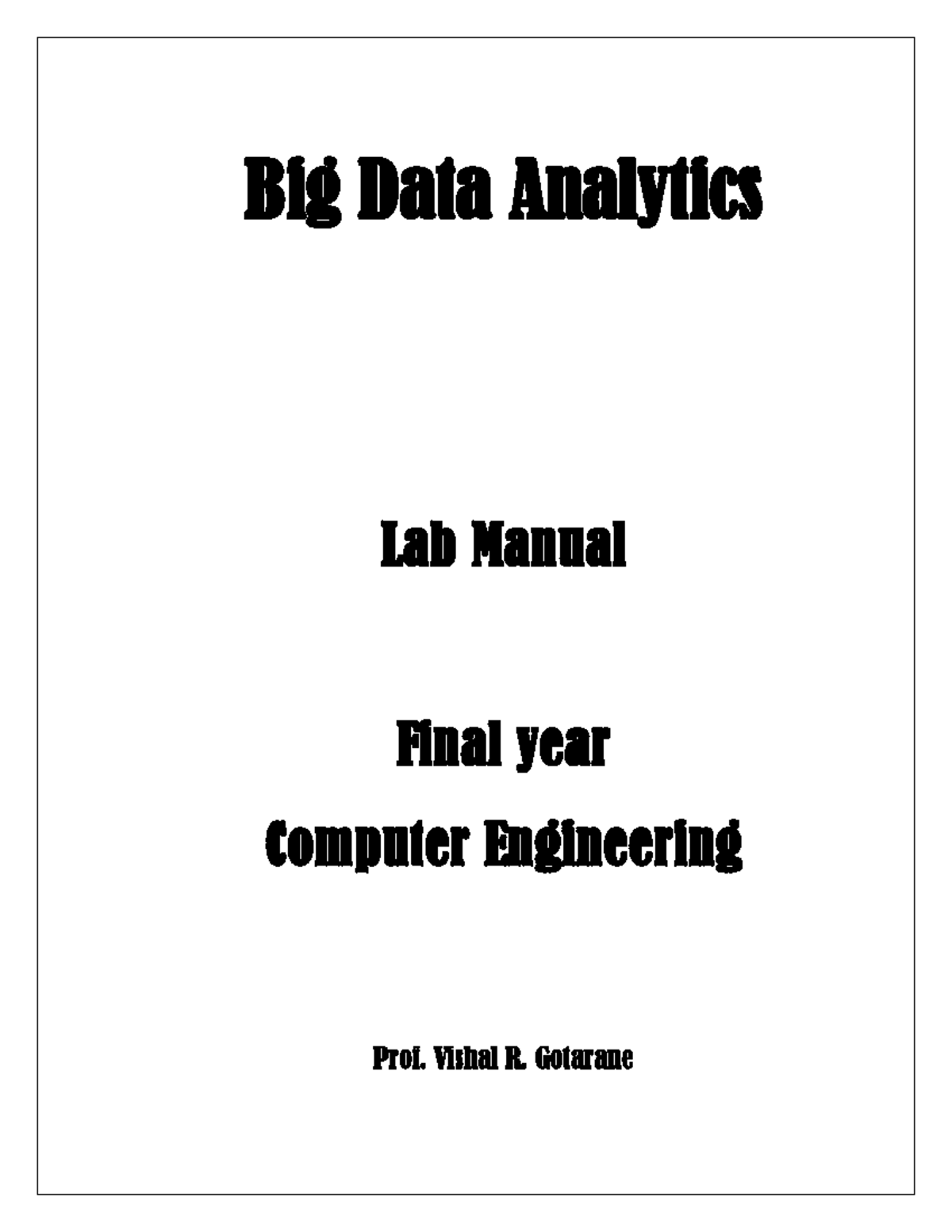 Big Data Analytics Lab Manual: Hadoop Ecosystem & NoSQL (CE Final Year) - Studocu
