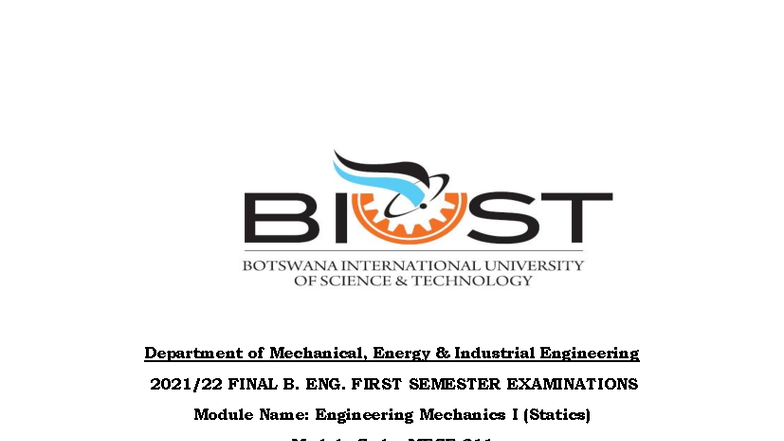 MECE 211 Engineering Mechanics I (Statics) Final Exam Marking Key - Studocu