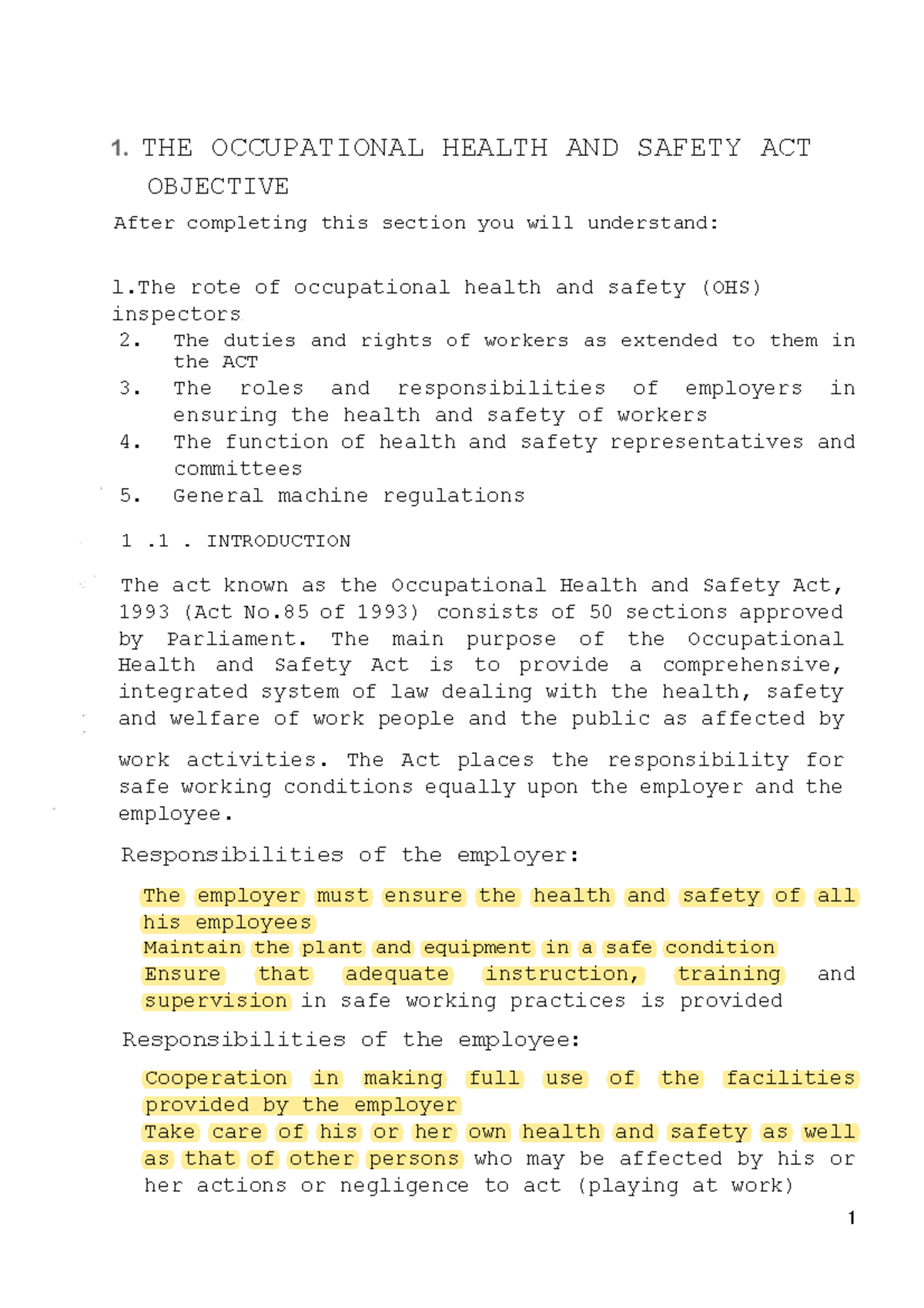Chapter 2 - Understanding Occupational Health and Safety (OHS) - Studocu