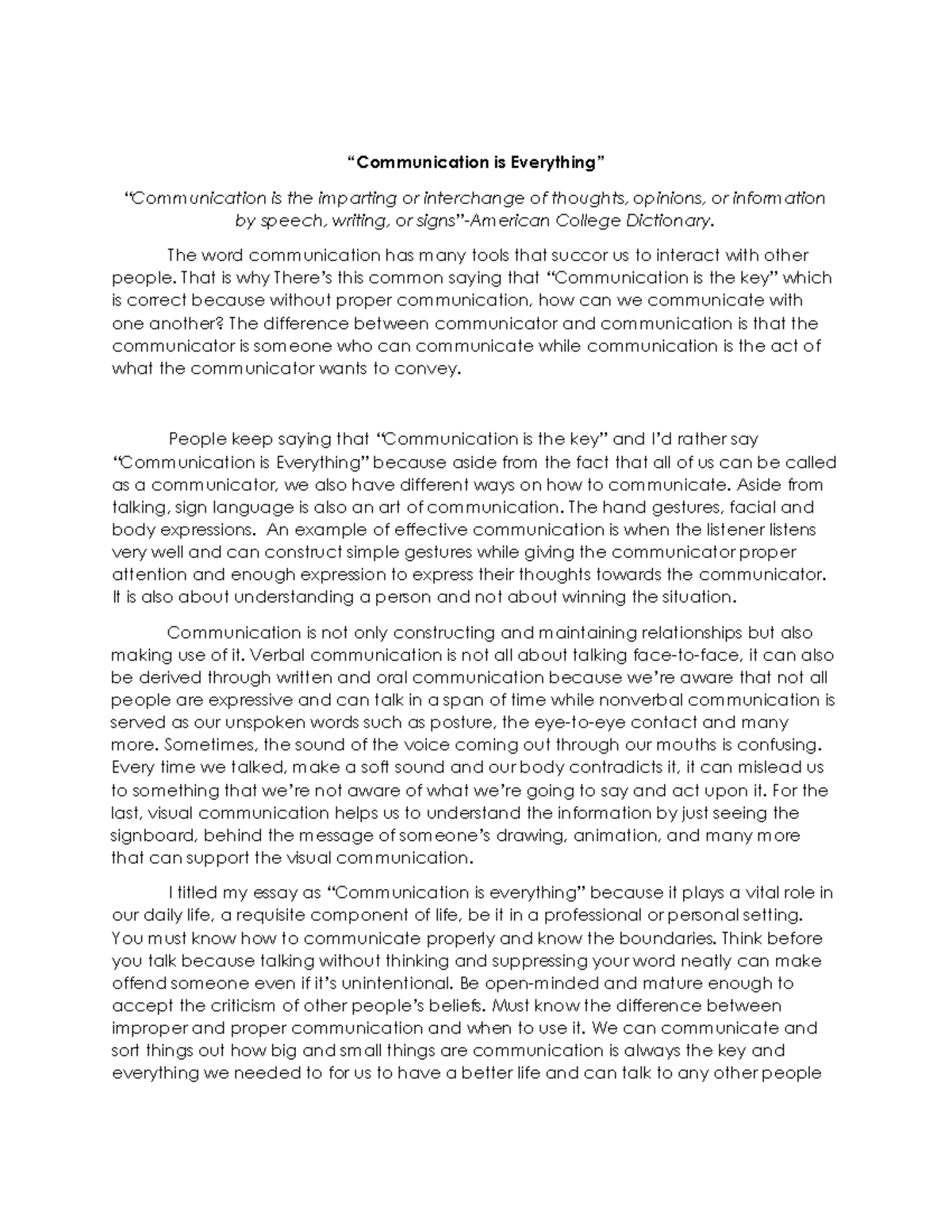 Communication is Everything By. Kix - “Communication is Everything ...