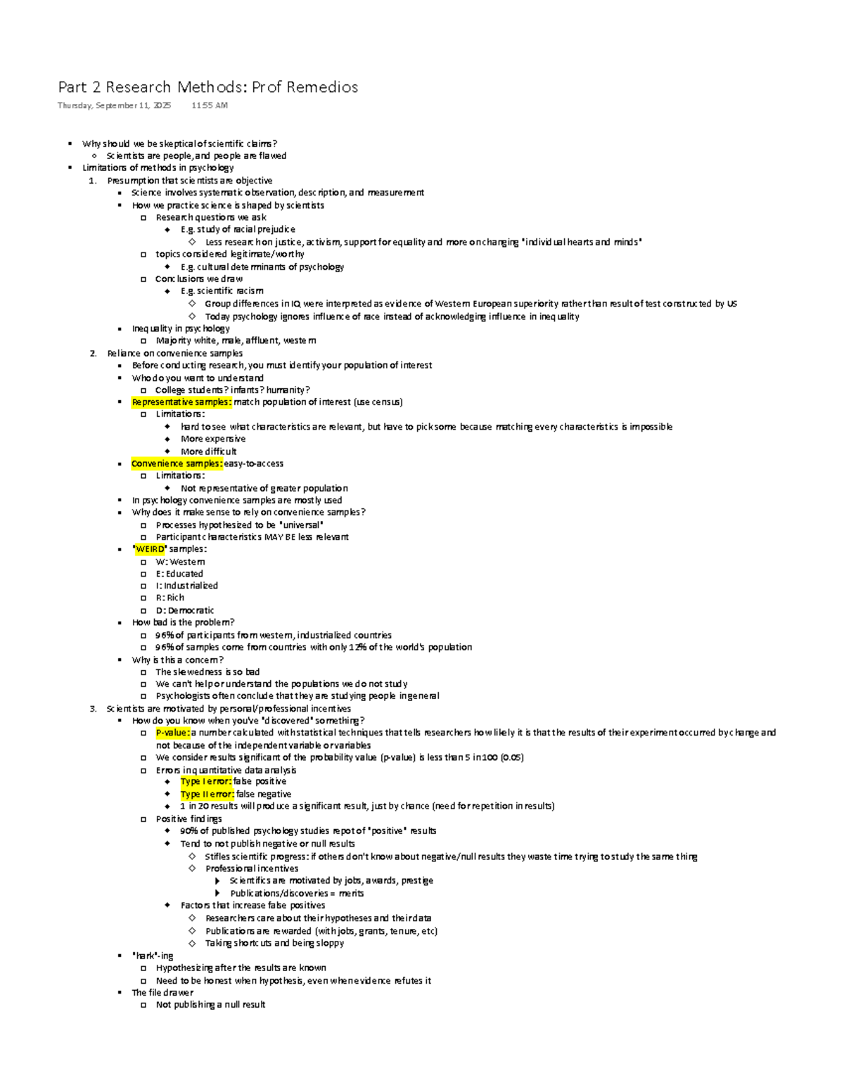 Critical Reflection on Scientific Claims: Research Methods in ...