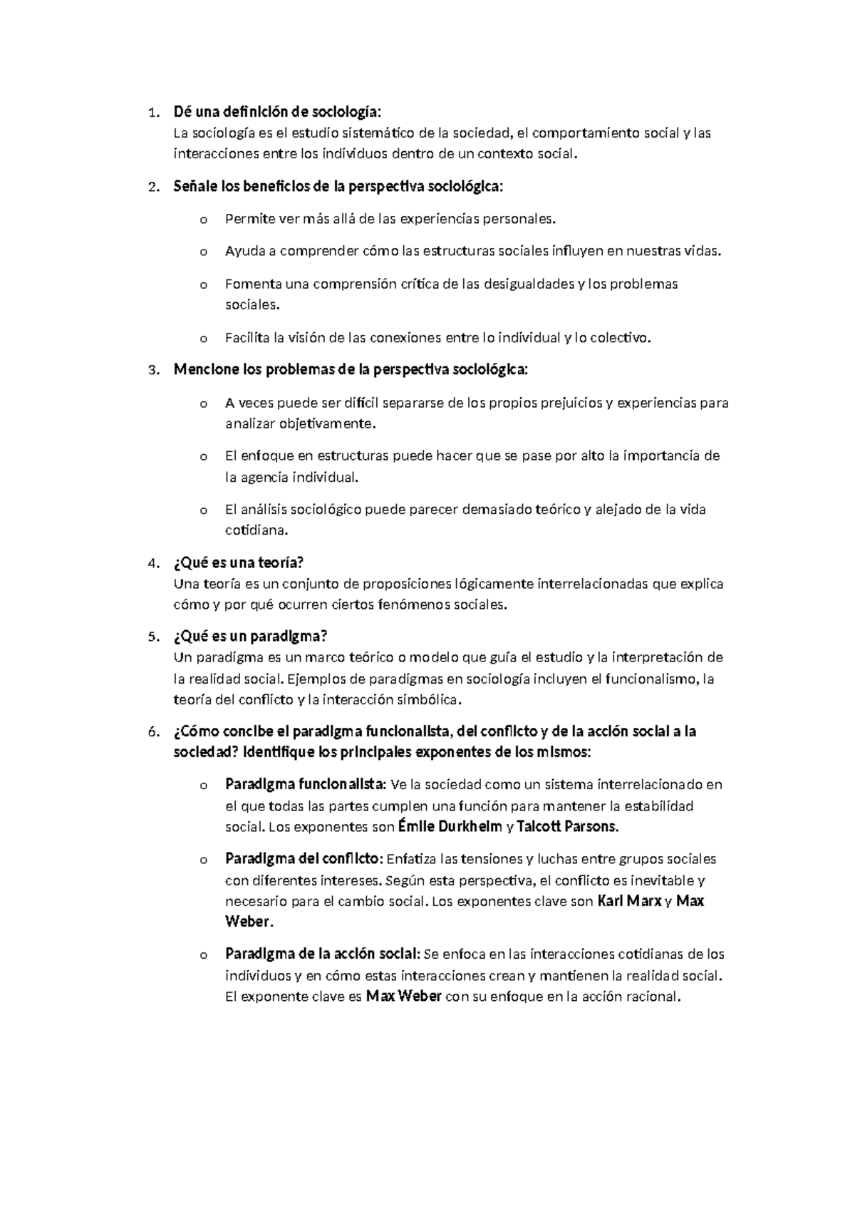 Guia socio - apuntes de la clase - Dé una definición de sociología: La ...