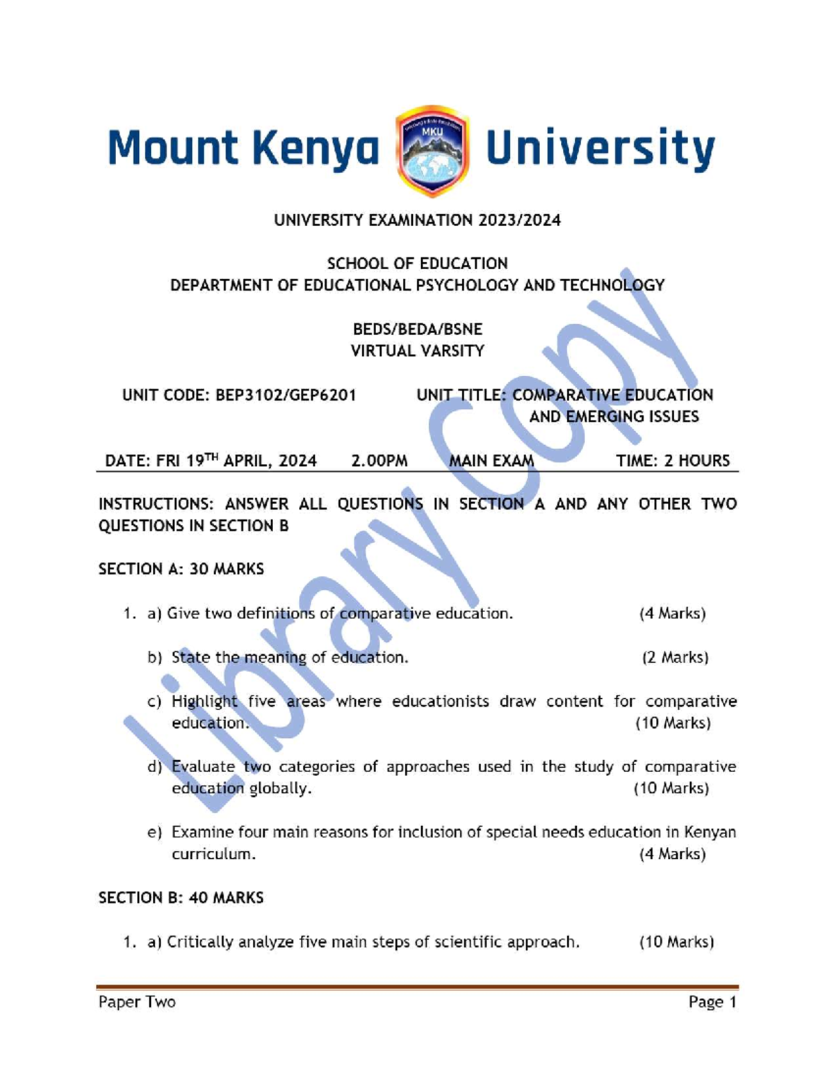 Comparative Education & Emerging Issues - MKU Exam Notes - Studocu