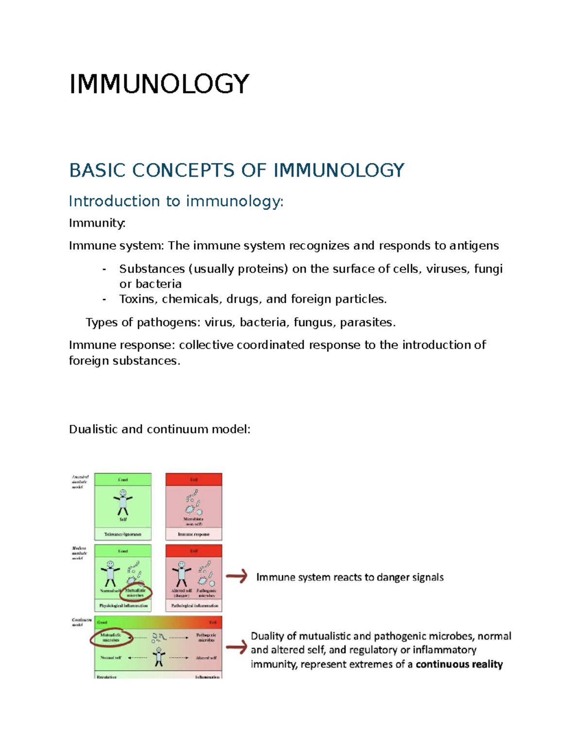 IMMUNOLOGY 101: BASIC CONCEPTS AND IMMUNE SYSTEM OVERVIEW - Studocu