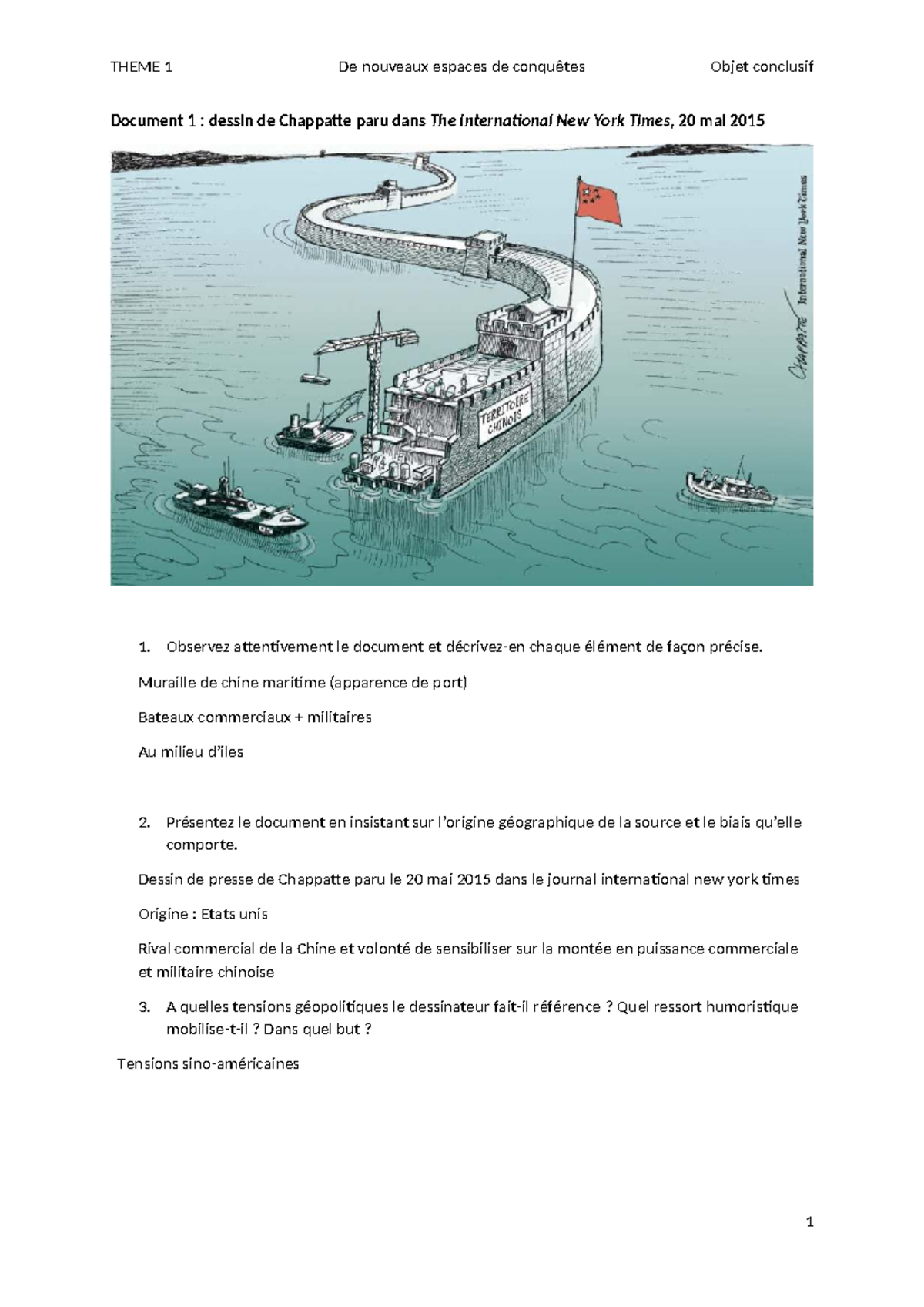 TH 1 - Conclusion sur les enjeux géopolitiques maritimes chinois - Studocu
