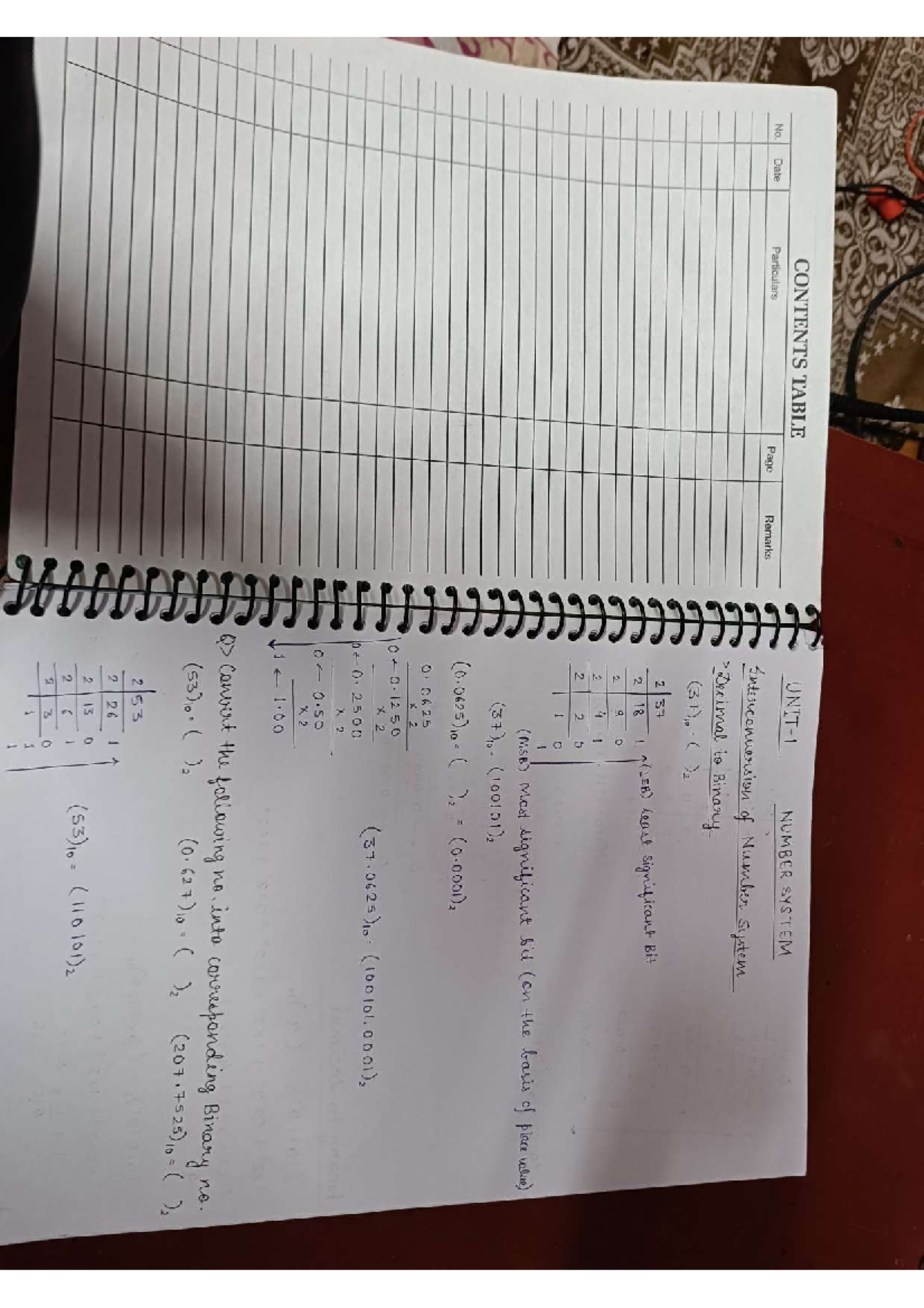 IMG20231211213446 - these handwritten notes - CONTENTS TABLE NUMBER ...