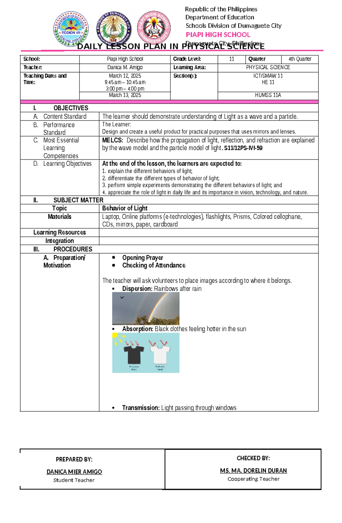 Lesson Plan for SPS 8: Plant Transport System Overview - Studocu