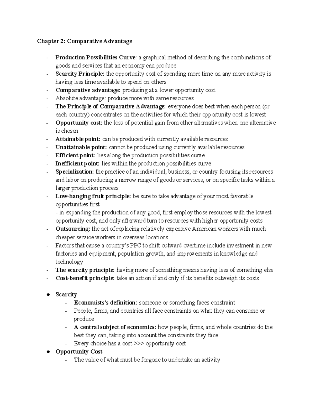 Econ 2 Midterm 1 Review: Key Concepts in Comparative Advantage and PPC ...