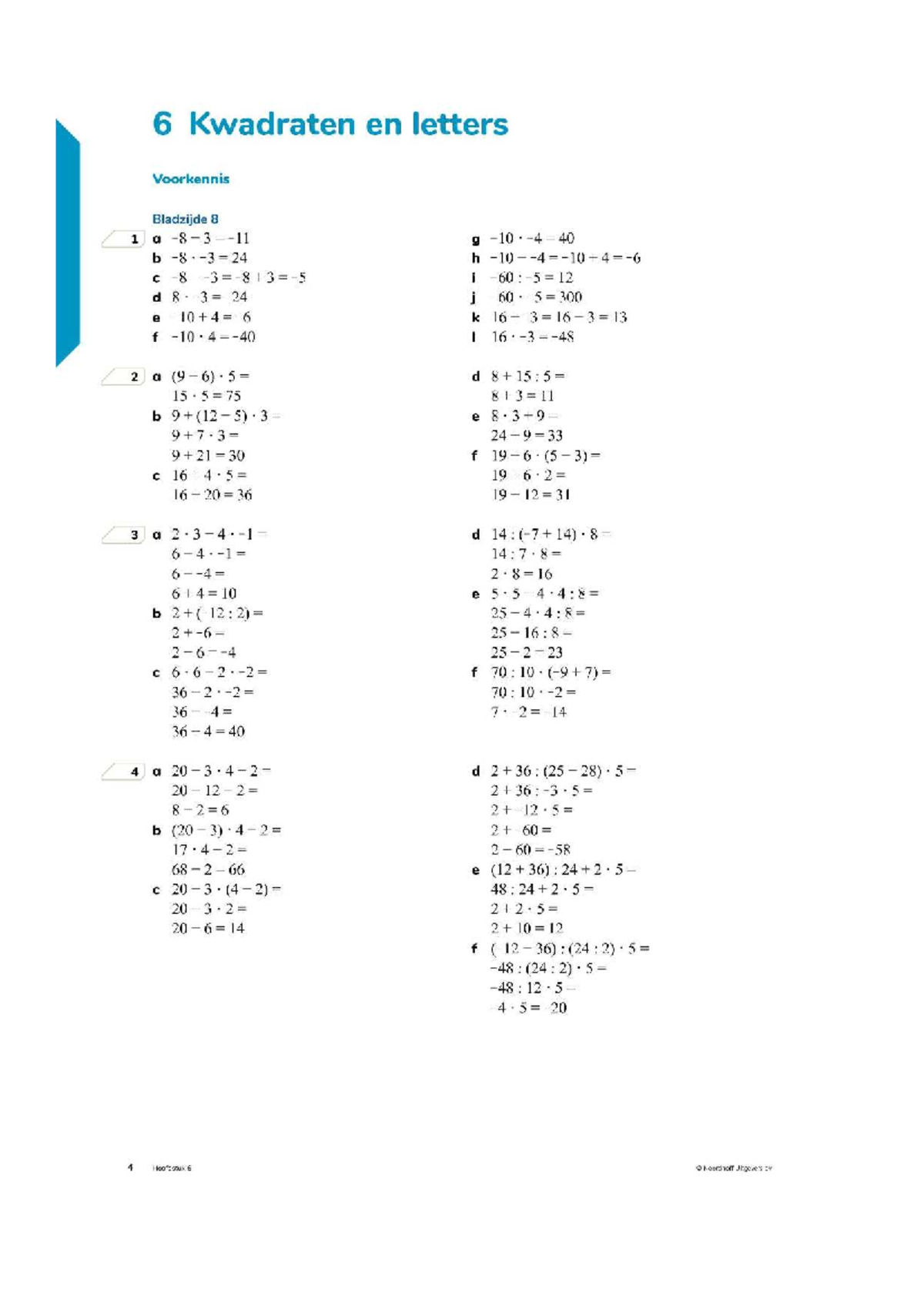 Antwoorden H6 - Kwadraten en Letters (1MH) - Leerhulp - Studeersnel