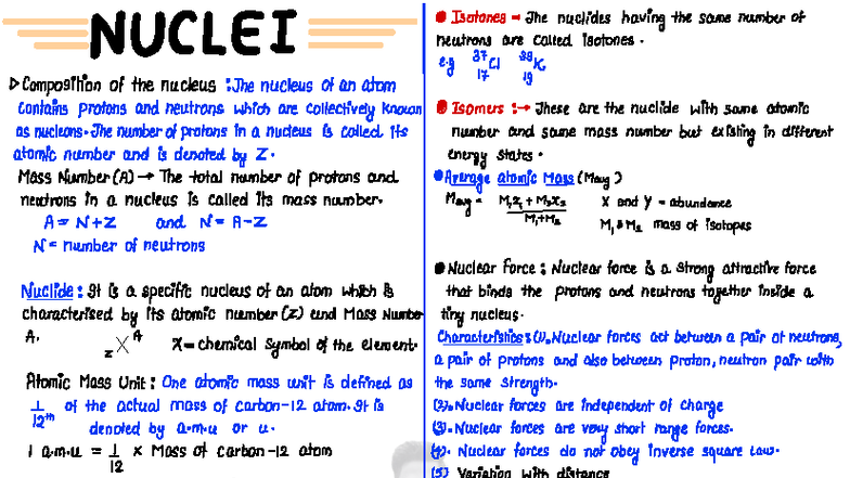 NUCLEI ⑪: Composition and Properties of Atomic Nuclei - Studocu