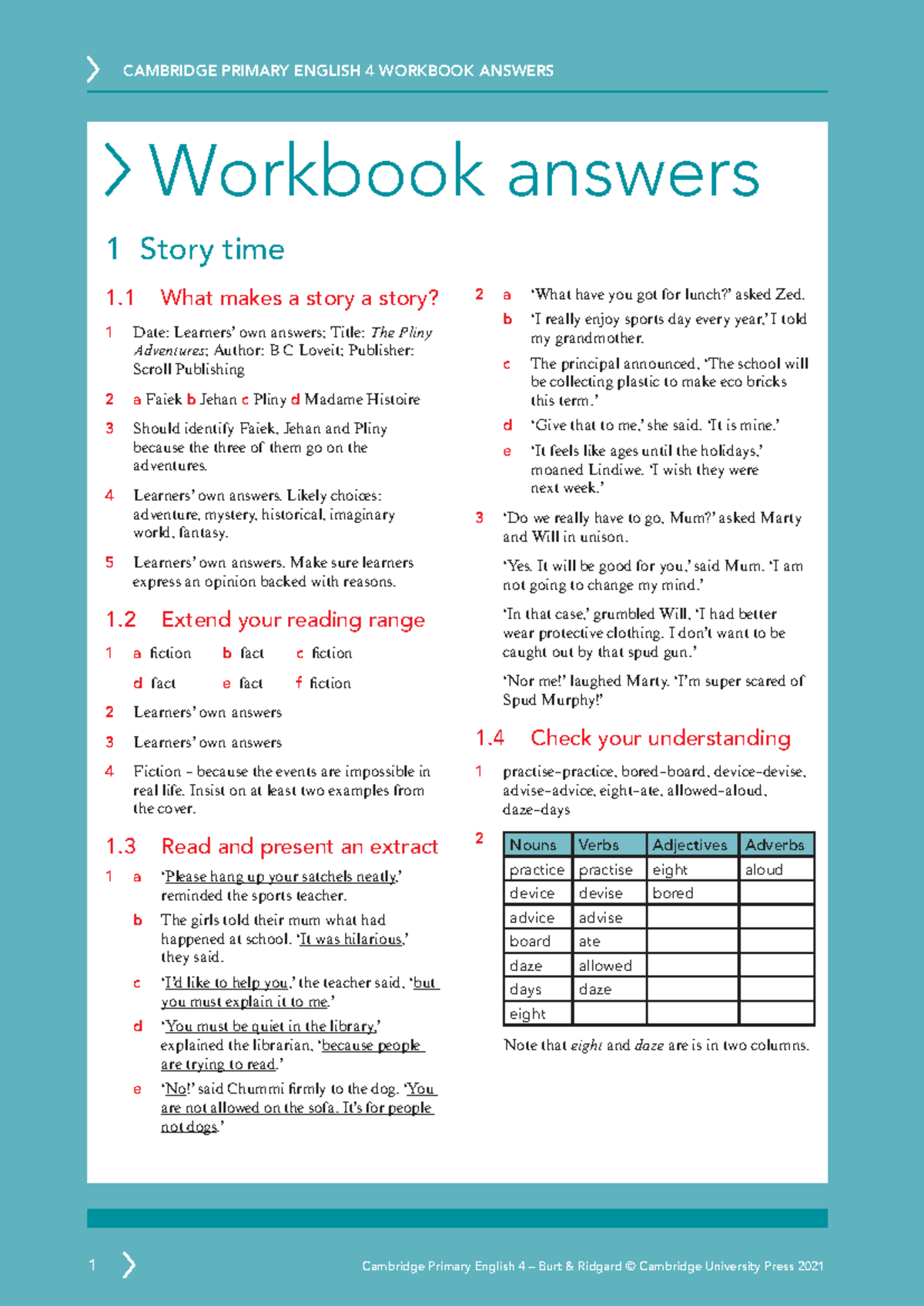 CAMBRIDGE PRIMARY ENGLISH 4 WORKBOOK ANSWERS: Detailed Solutions and ...