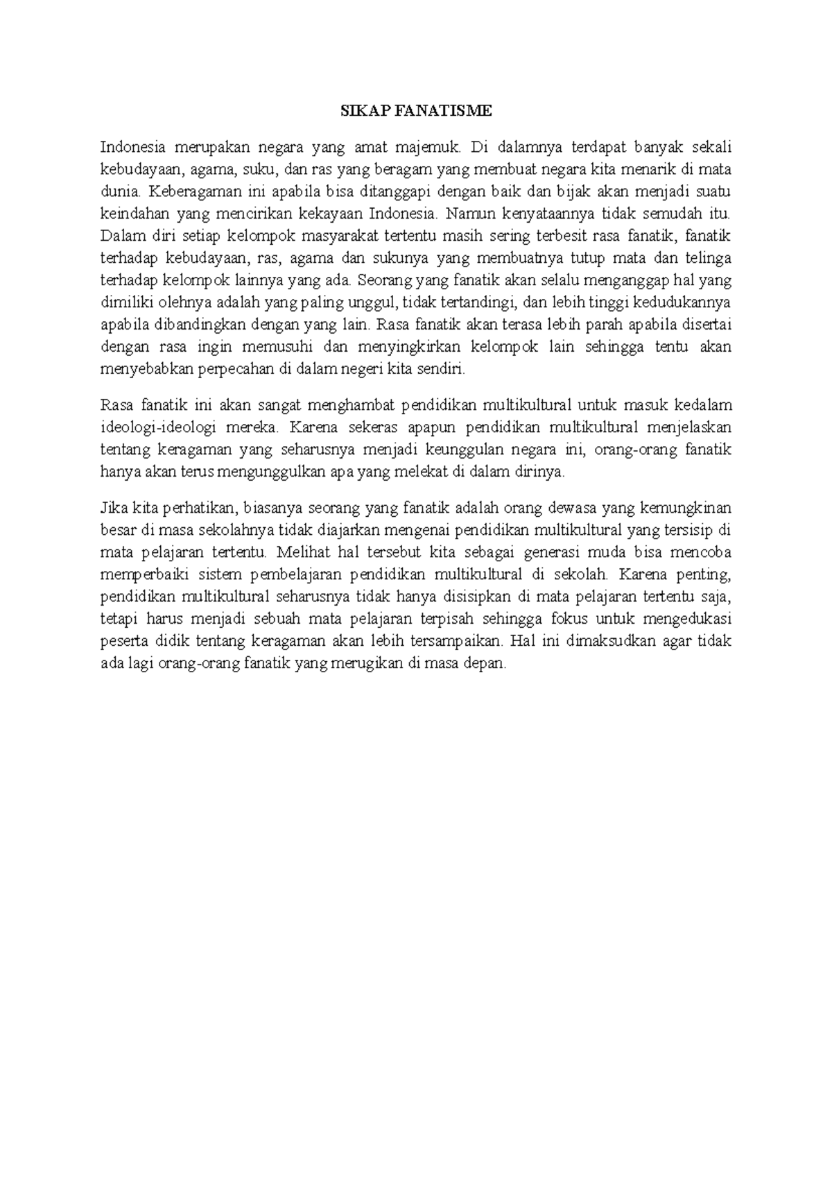 Sikap Fanatisme - Catatan Perkuliahan - SIKAP FANATISME Indonesia ...