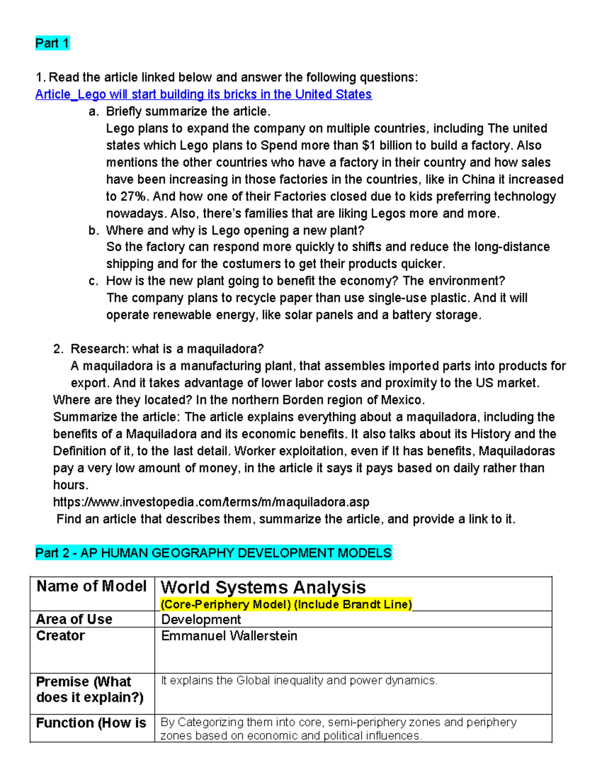 Unit 7 Independent Learning Activity - Part 1 1. Read the article ...