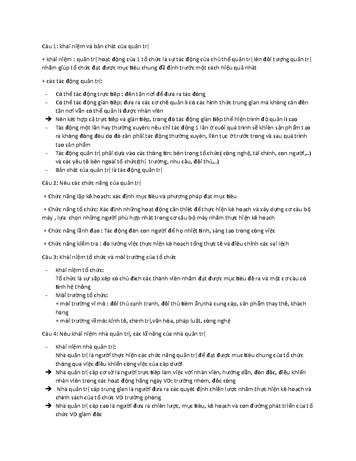 QTHĐC - FUCK U - Câu 1: khái ni m và b n châ t c a qu n trệ ả ủ ả ị ...